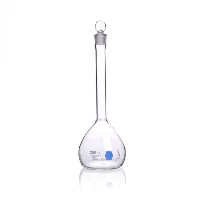 Matraz Vol."A", Tapón Vidrio Decorado Azul 250 Ml | CIS-LAB